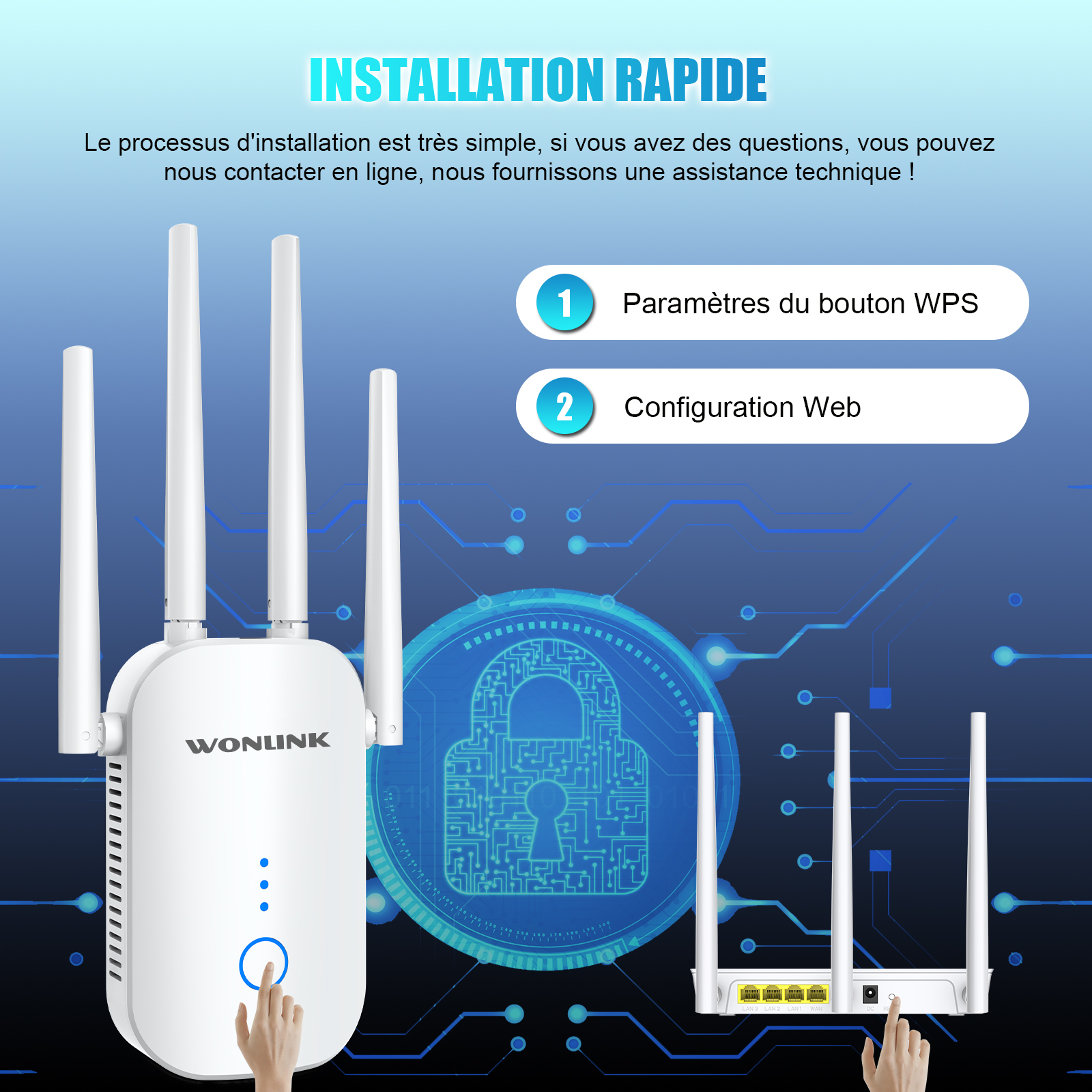 Wonlink Wireless WiFi Range Extender 1200Mbps Dual-Band WiFi Repeater 2.4/5Ghz Wi fi Extender ...