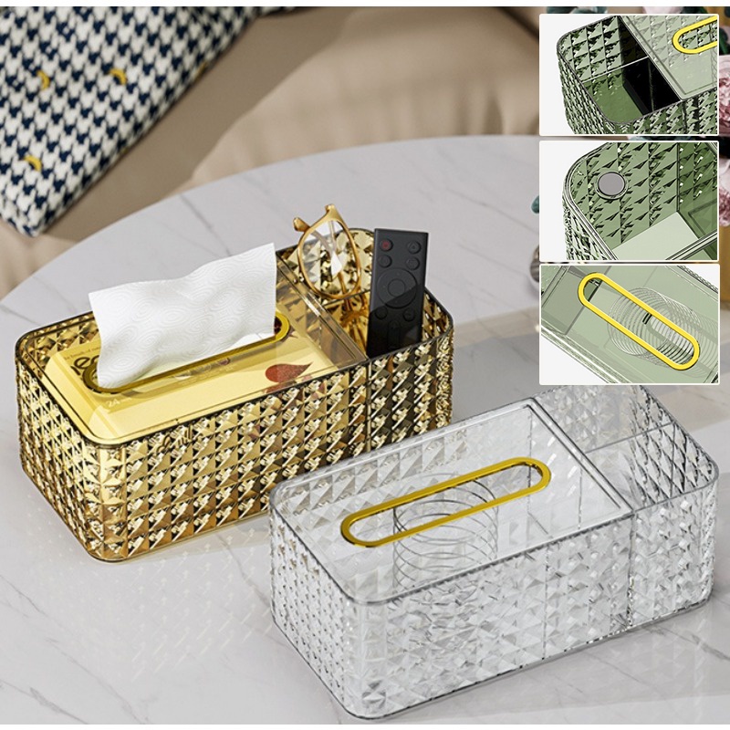 Crystal Tissue Holder Tissue Storage Box Holder Organizer Desktop ...
