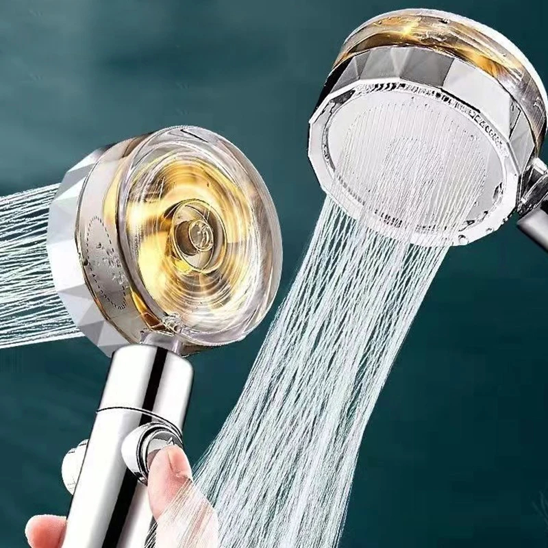 1pc 360° Rotating Pressurized Shower Head Double Turbo Pressurized