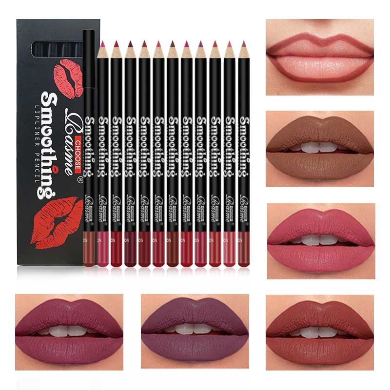 12 Colors Lip Liner Outline Lip Shape Non-Stick Cup Matte Lipstick Pen ... 12 Colors Lip Liner Outline Lip Shape Non-Stick Cup Matte Lipstick Pen ...