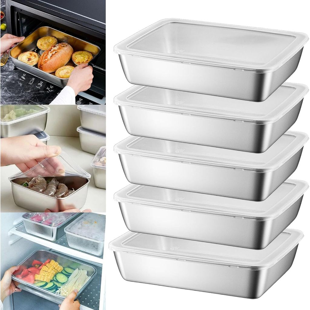 3pcs 304 Stainless Steel Food Storage Containers, Equipped with ...