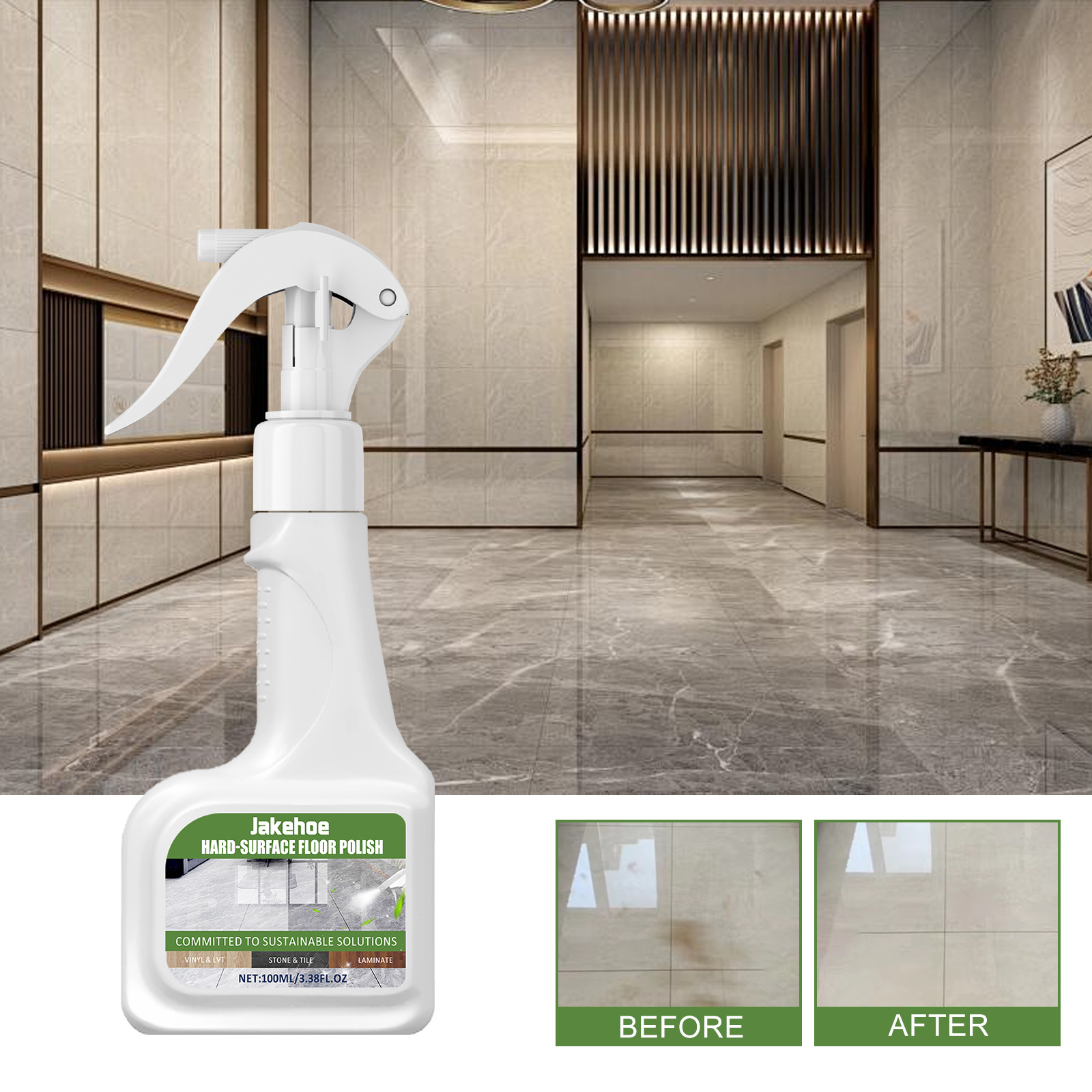 Jakehoe Stone Ceramic Tile Polishing Agent Kitchen Countertop Bathroom ...