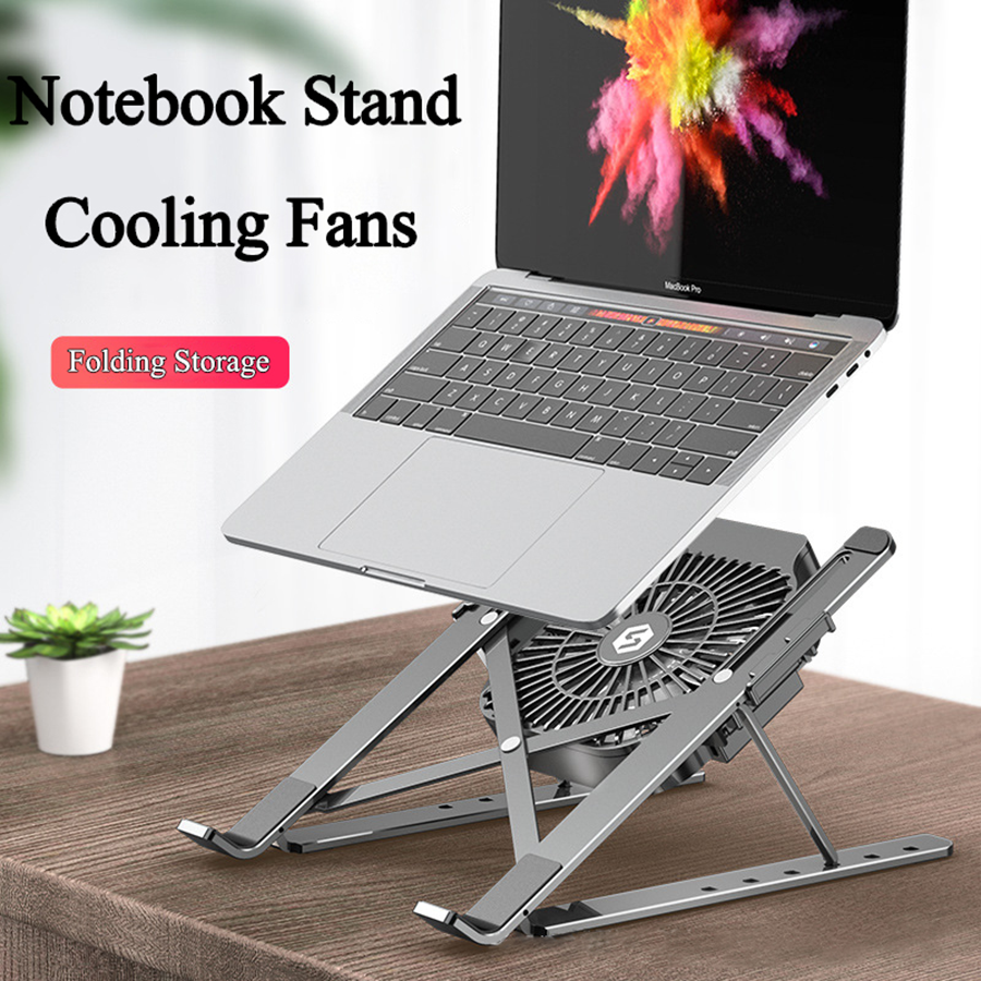 Portable Laptop Cooling Stand with Fan Foldable Aluminum Alloy Notebook ...