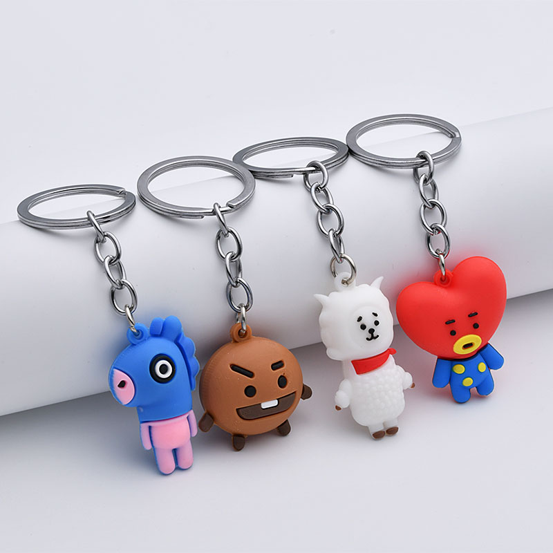 Lovely Cartoon BTS BT21 Key Chain for Women Student Creative Key Ring ...
