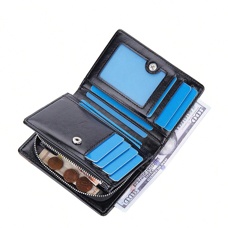 Fashion Men's Coin Purse Wallet Man Leather Wallet Zipper Business Card ...