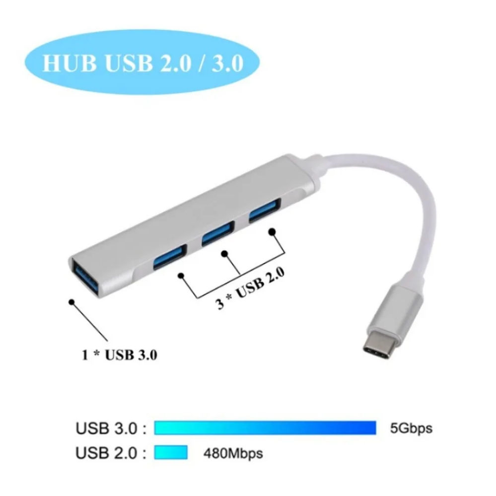 Type C HUB USB Port 4 in 1 High Speed OTG 4 Port Multi Splitter Adapter ...