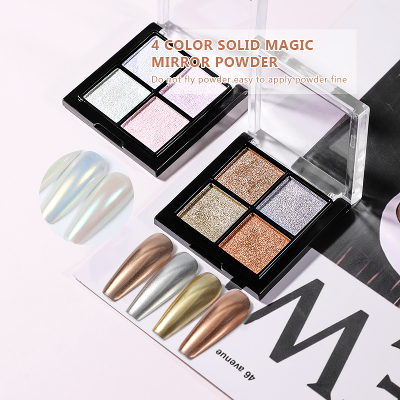 Nail Art Four-Gong Grid Nail Solid Magic Mirror Powder Aurora Powder ...