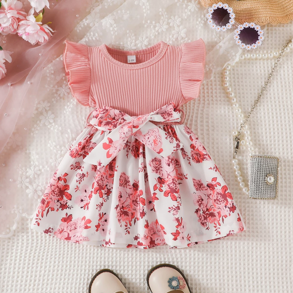 Children Dress 3-36 Months-Butterfly Sleeves Cute Floral Summer ...