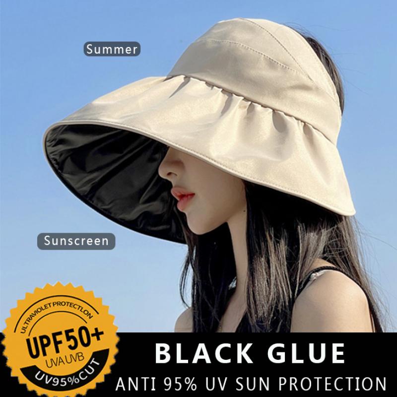 Summer Women Big Brim Foldable Sunhat Vinyl Layer Empty Top Hat Fashion ...