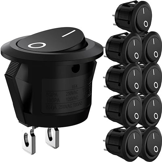 10 Pcs Round Snap Boat Rocker Switch AC 6A/250V 10A/125V 2 Solder Pads ...
