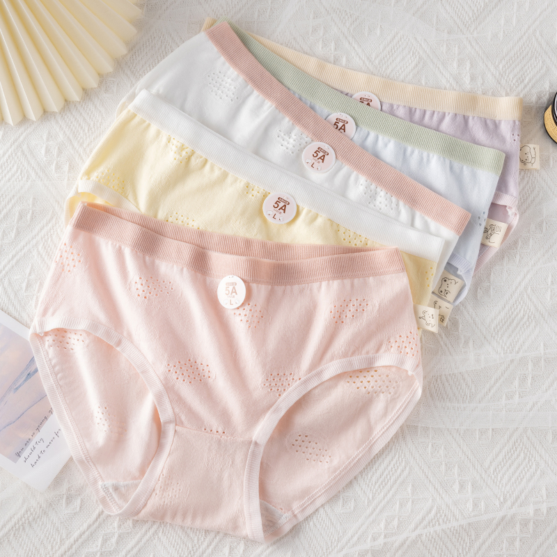 Simple Cute Cartoon Cloth Label Comfortable Pure Cotton Ladies Mid ...