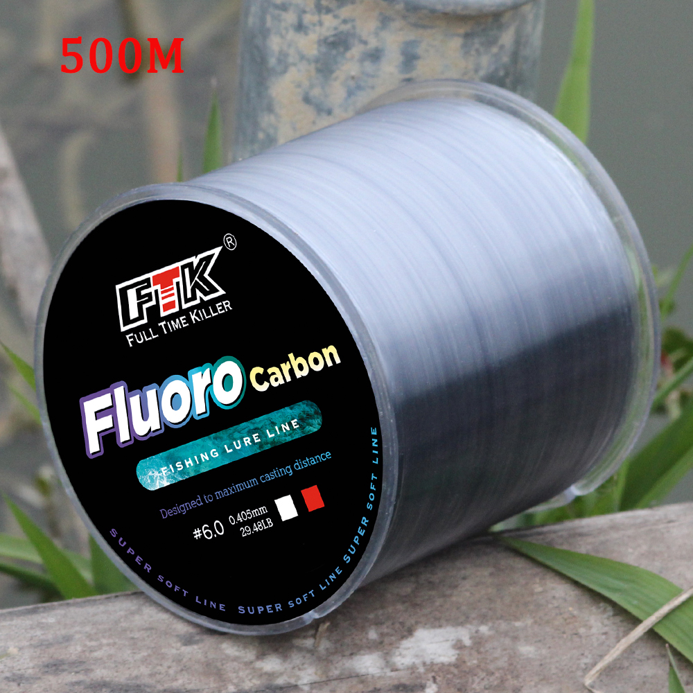 FTK 500m Grey Color Nylon Fishing Line Rope Carbon Fiber Coating Fly ...