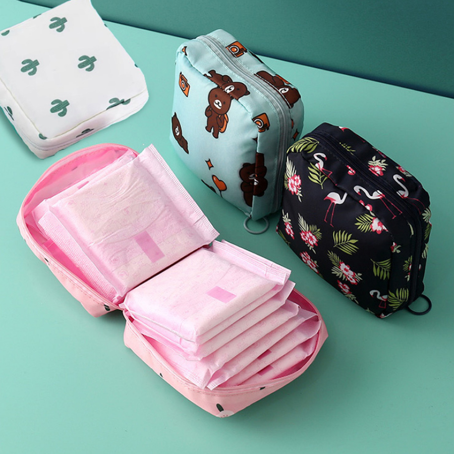 1PC Portable Sanitary Napkin Bag, Cute Cartoon Zipper Storage Bag ...