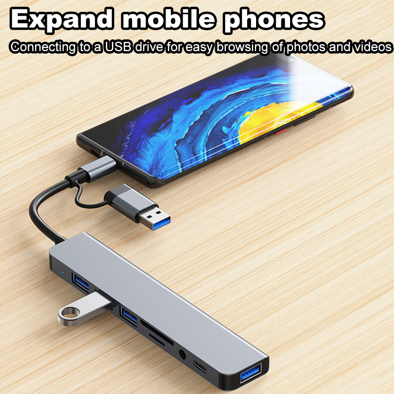 7-in-2 USB HUB TYPE-C Concentrator USB C Docking Station 5Gbps Multi ...