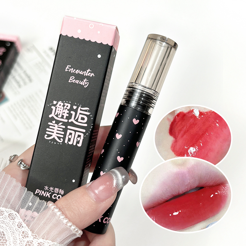 Pink Coco Black Love Watery Mirror Lip Gloss Light Whitening Lip Glaze ...
