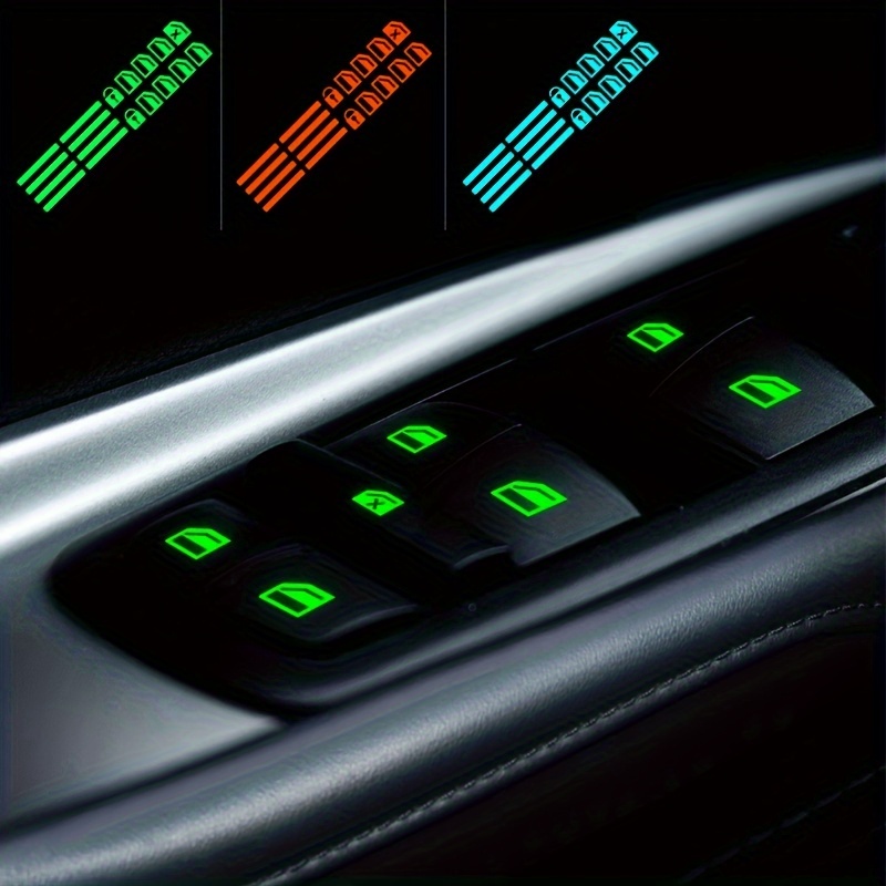 Car Door Interior Panel Window Console Button Switch Decal Luminous ...