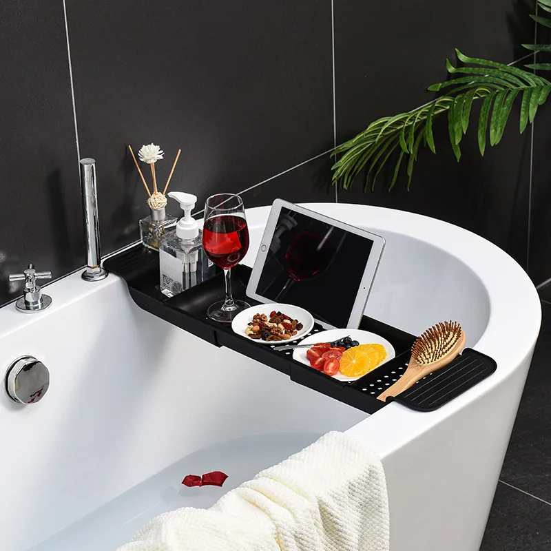 Bathtub Shelf Extendable Bathroom Bathtub Tray Shower Caddy Bamboo Bath ...