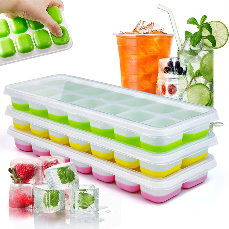 14 Grid Ice Cube Tray Silicone Mold Square Ice Cube Tray Mold Ice Cube ...