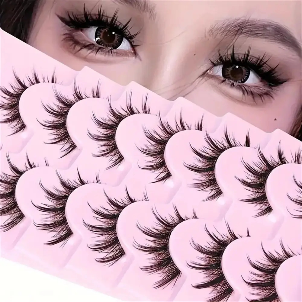 10 pairs of super fluffy cat eye fake eyelashes - extra long and thick ...