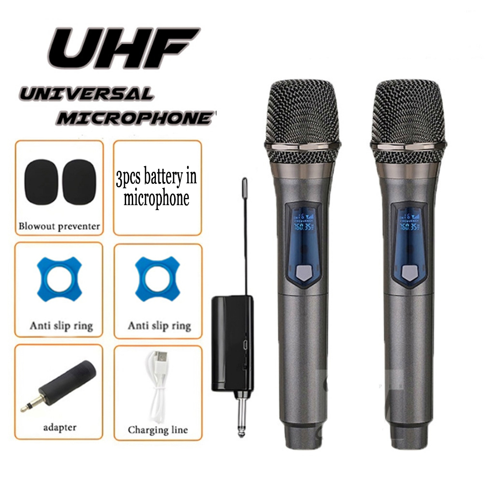 2PCS Microphone UHF Wireless Microphone Dual Handheld Dynamic Karaoke ...