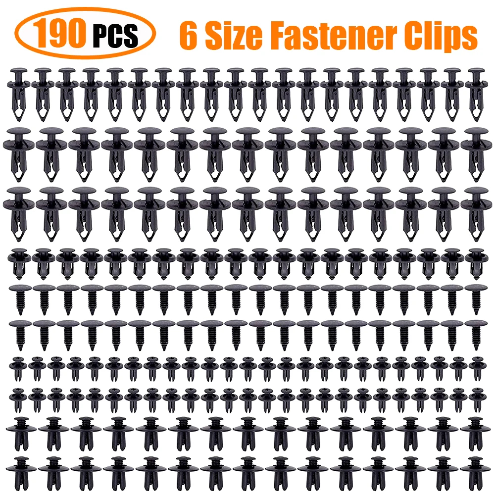 190pcs Car Fixing Parts Clip 6 Sizes Plastic Fastener Kit Car ...