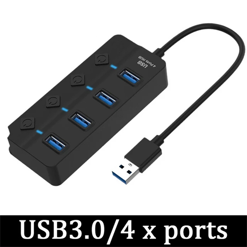 USB 3.0 Power Adapter 4 7 USB Port Extension Splitter Hub Switch Cable ...
