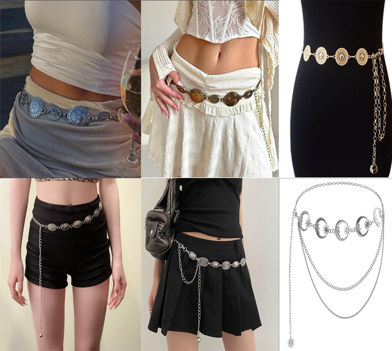 Vintage Punk Adjustable Metal Chain Belt Retro Street Style for ...