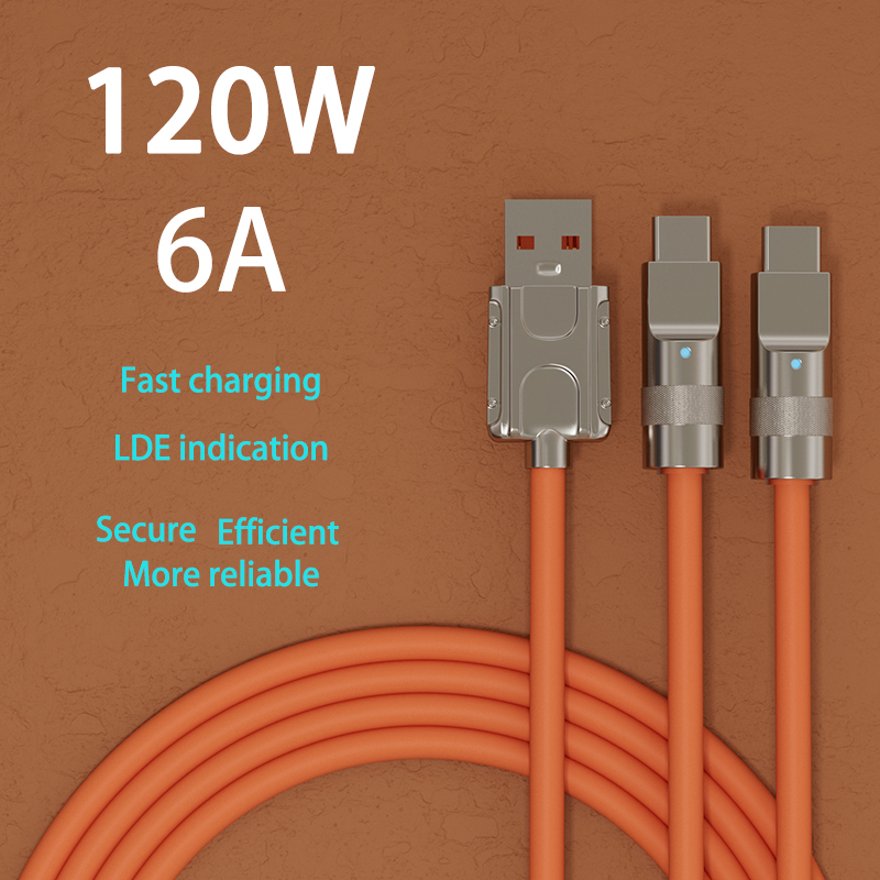 120W 2 In 1 Multi Charging Bold Silicone Cord Usb-A To Usbc Usb Dual ...