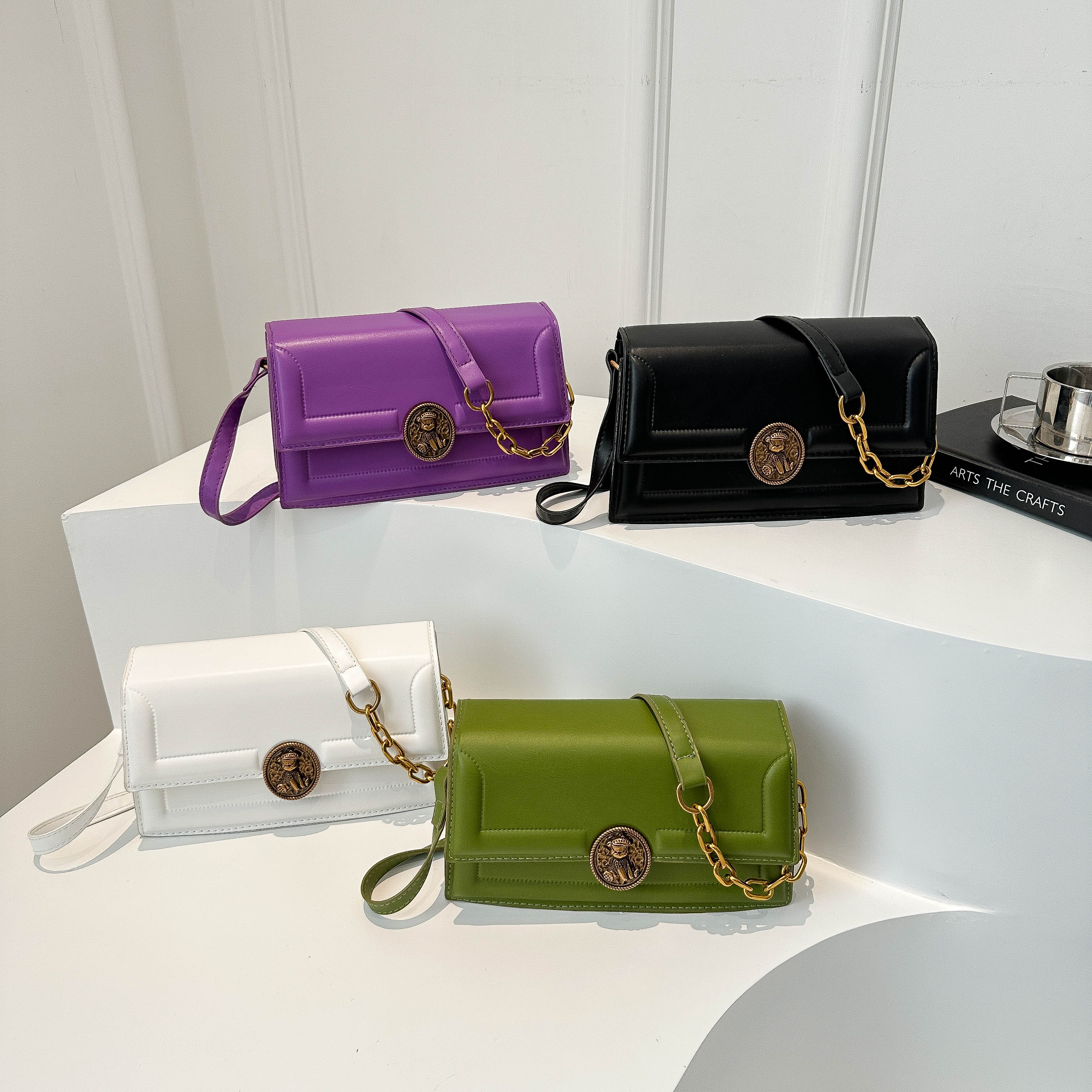 Fashion Solid Color Retro High-End Shoulder Bag Small Square Bag ...