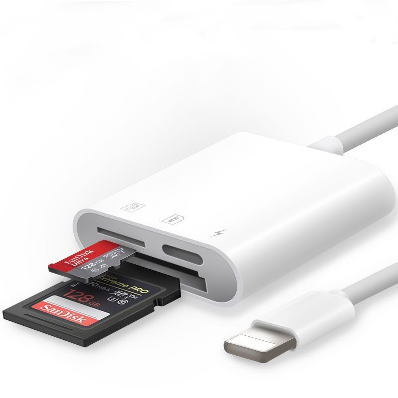 3 in 1 Card Reader Adapter with Charging Port SD/TF Memory Card Reader ...
