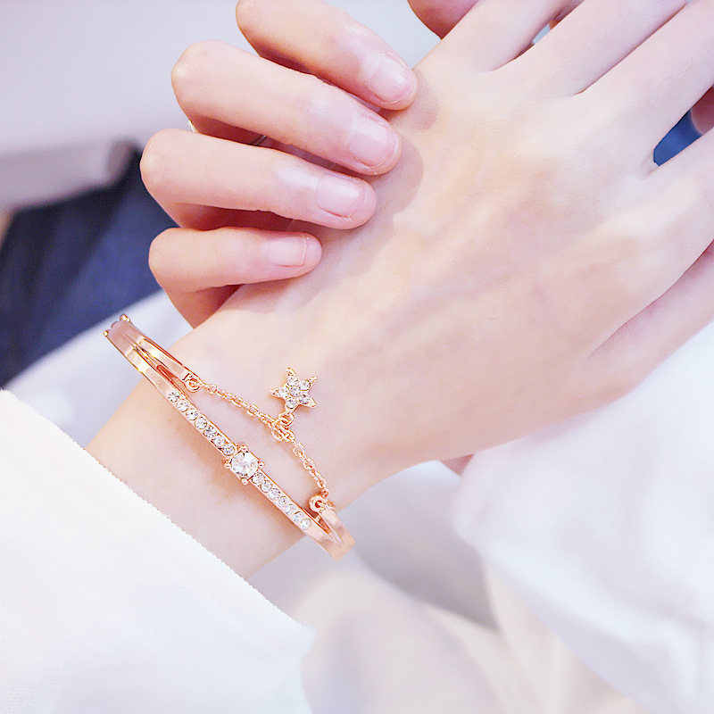 Zircon five-pointed star bracelet, high-end, versatile star bracelet ...