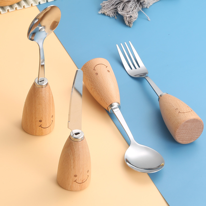 1pcs ins style wooden handle fork and spoon niche western food spoon ...