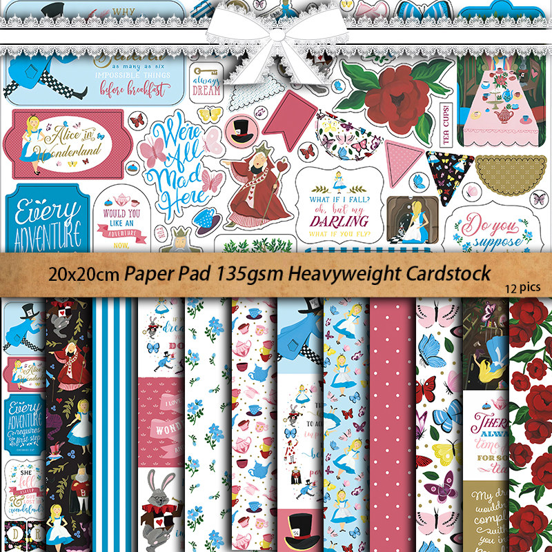 12Sheets Large Size Alice Sleeps in Wonderland Material Paper Retro ...