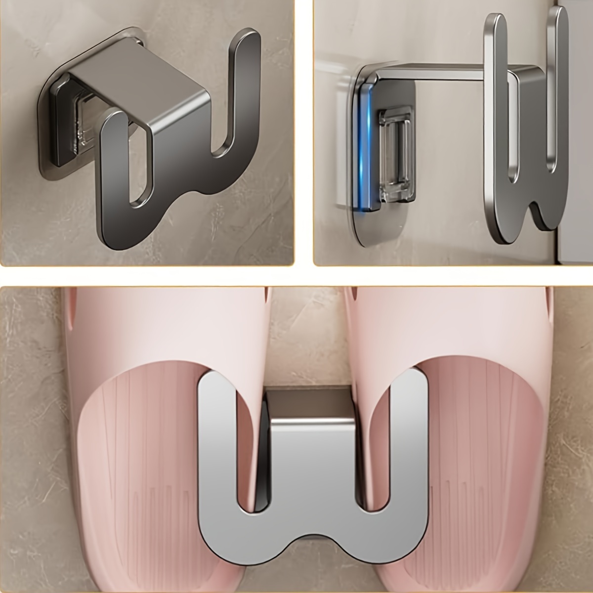 Wall Mounted Shoes Rack with Sticky Hanging Strips, Aluminum Bathroom ...