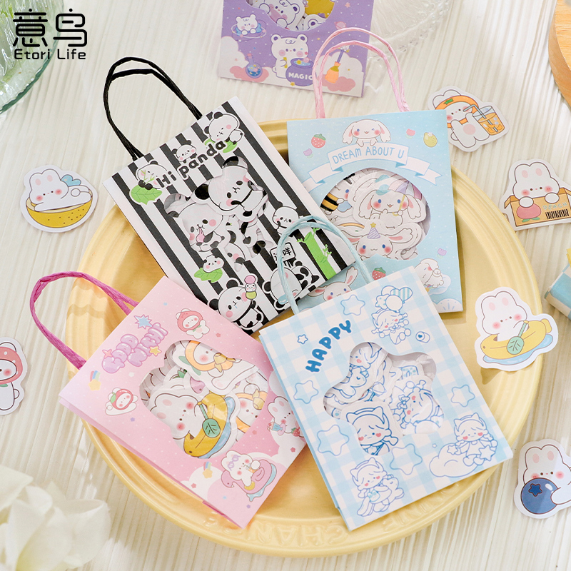 40pcs PVC Cartoon Cute Girl,Tigers,Pandas Handbag Style Sticker Bag ...