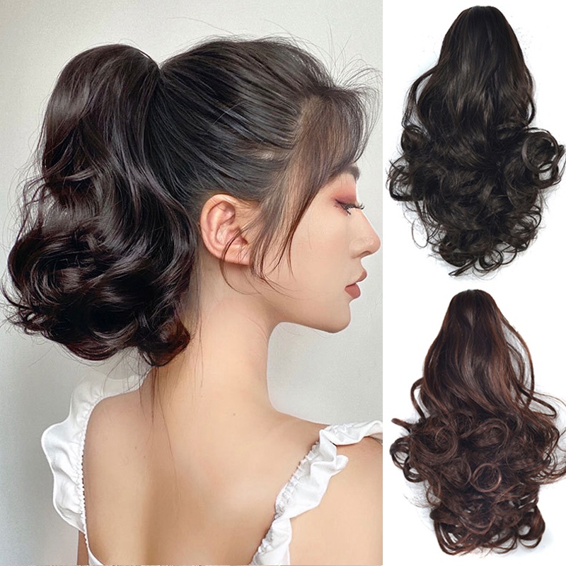 10inch Synthetic Short Curly Ponytail Hair Extension with big claw clip ...