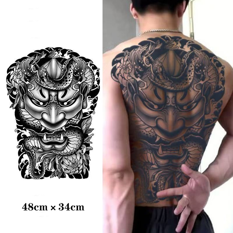 Waterproof Lasting 15 Days, Pan Snake Prajna Full Back Temporary Tattoo ...