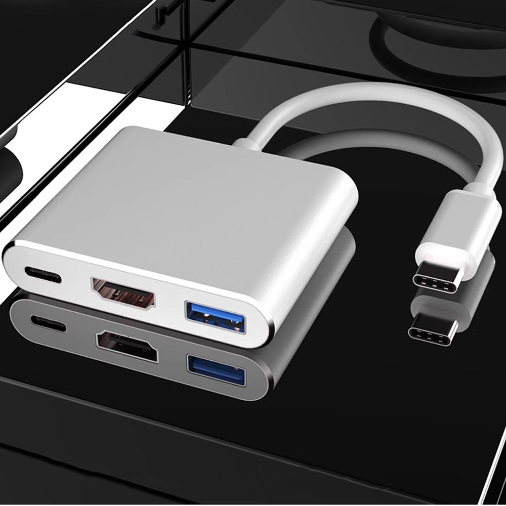 USB C to HDMI Adapter 3-In-1 Type-C Hub Thunderbolt 3 4K Charging Port ...