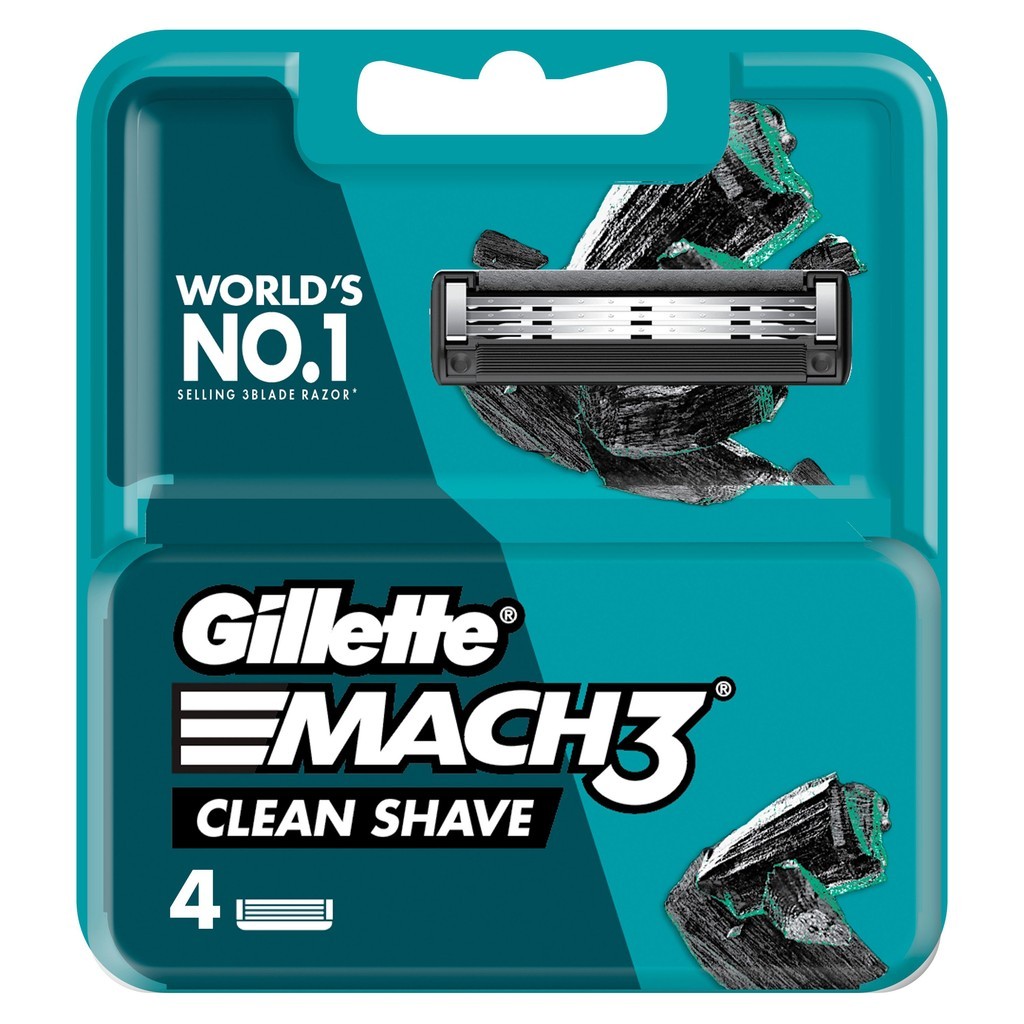 Gillette Mach3 Clean Shave Razor Blade Refills, 4 pack, 3 Bladed Razor ...