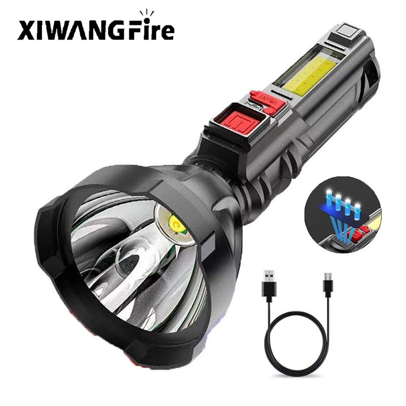 XIWANGFIRE Outdoor Portable Torch LED Flashlight Super Bright Long-Range USB Rechargeable Small ...