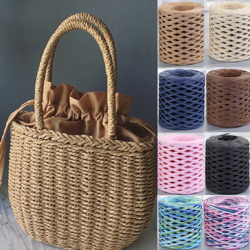 200m Natural Raffia Straw Yarn Hand-knitted Crocheting Grass Paper Rope ...