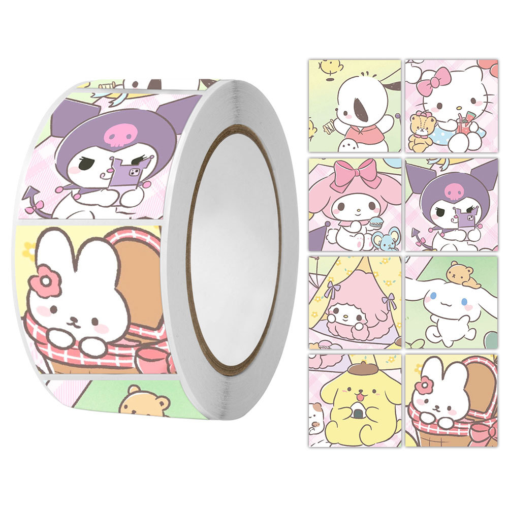 500pcs/roll Cartoon Cute DIY Handbook Material Sticker Gift Bag Sealing ...
