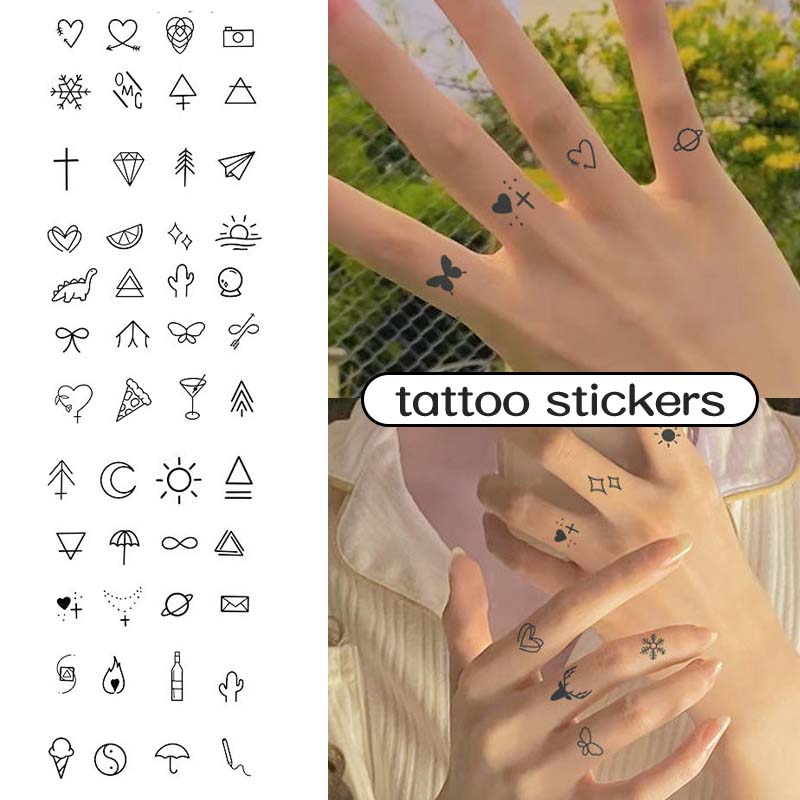 A set of 6 small, fresh and simple temporary tattoos, waterproof and ...