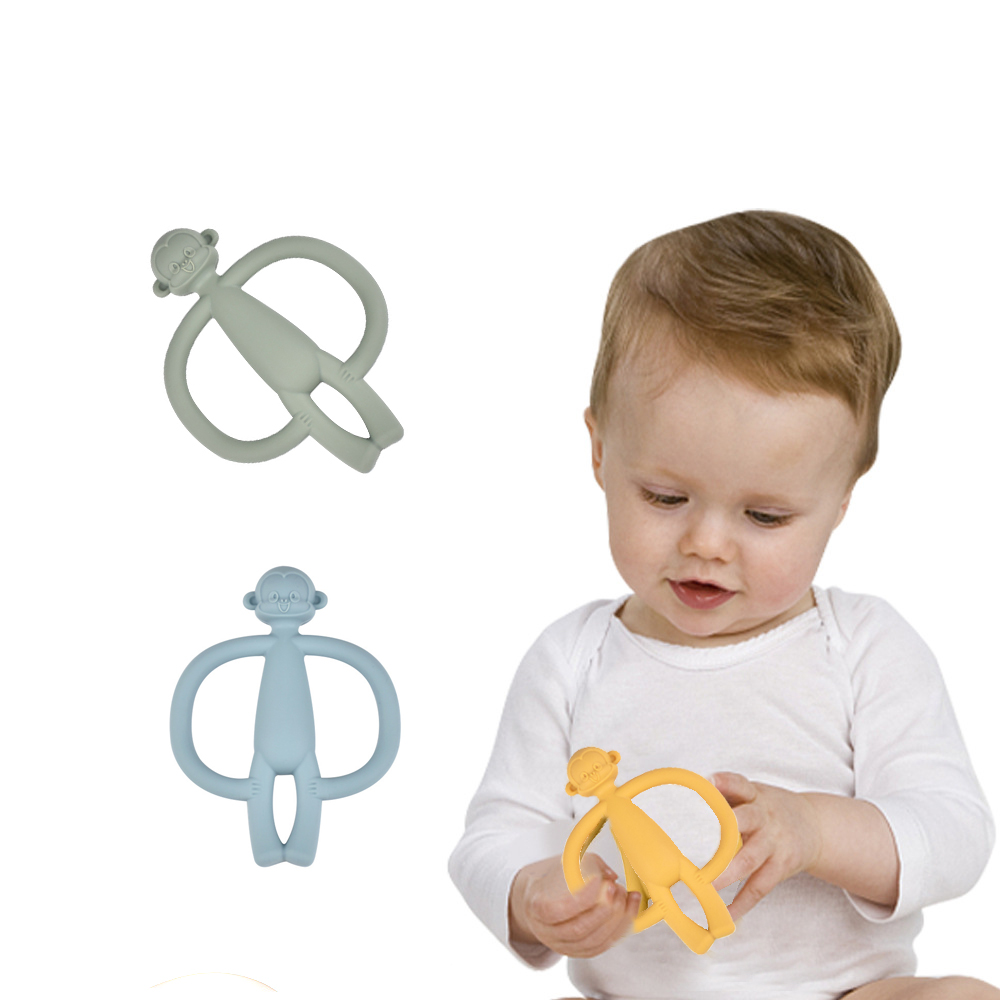 1 Pack Food Grade Silicone Monkey Teether Baby Molar Stick Baby Teeth ...