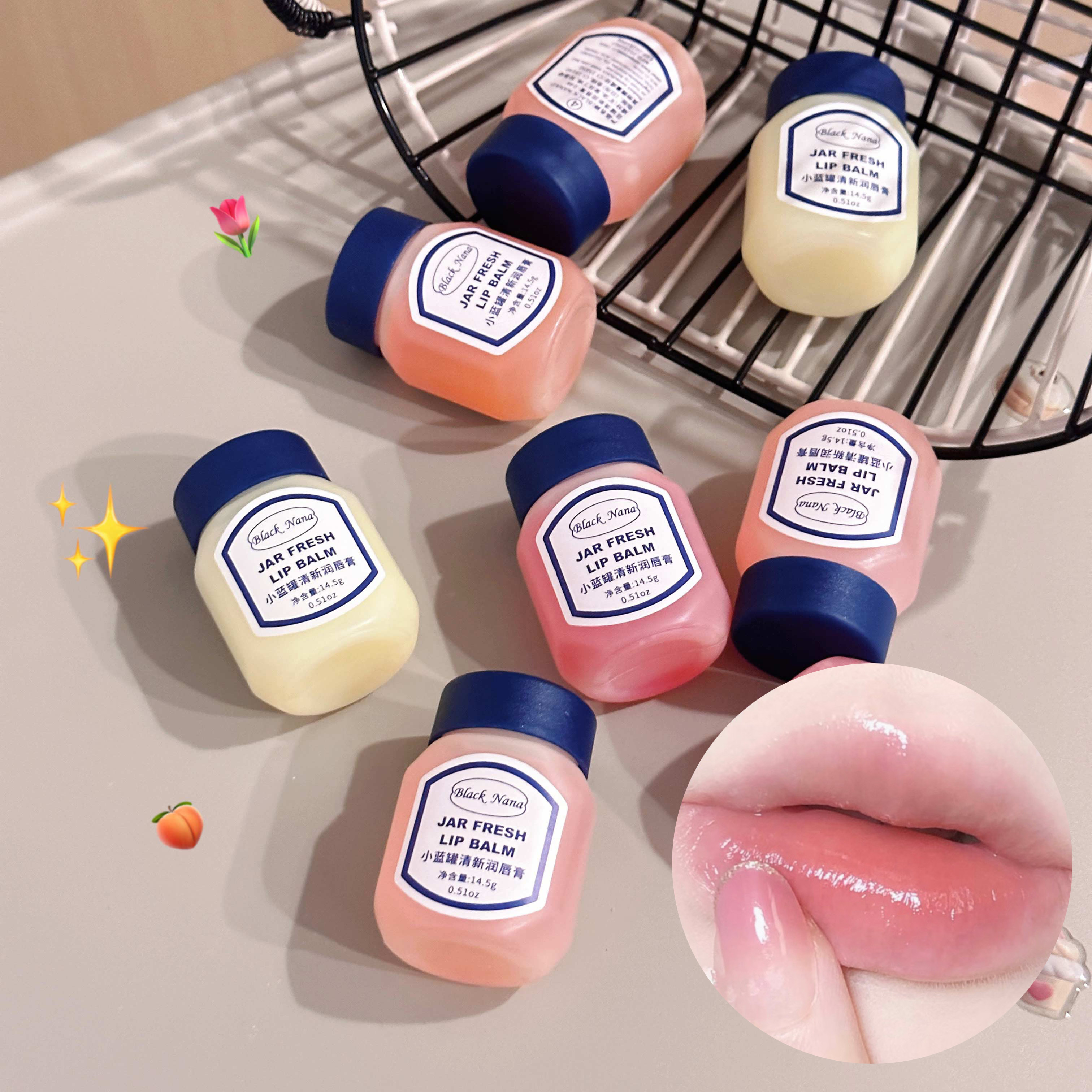 Small Blue Jar Lip Balm Moisturizing Moisturizing Fade Lip Lines Anti ...