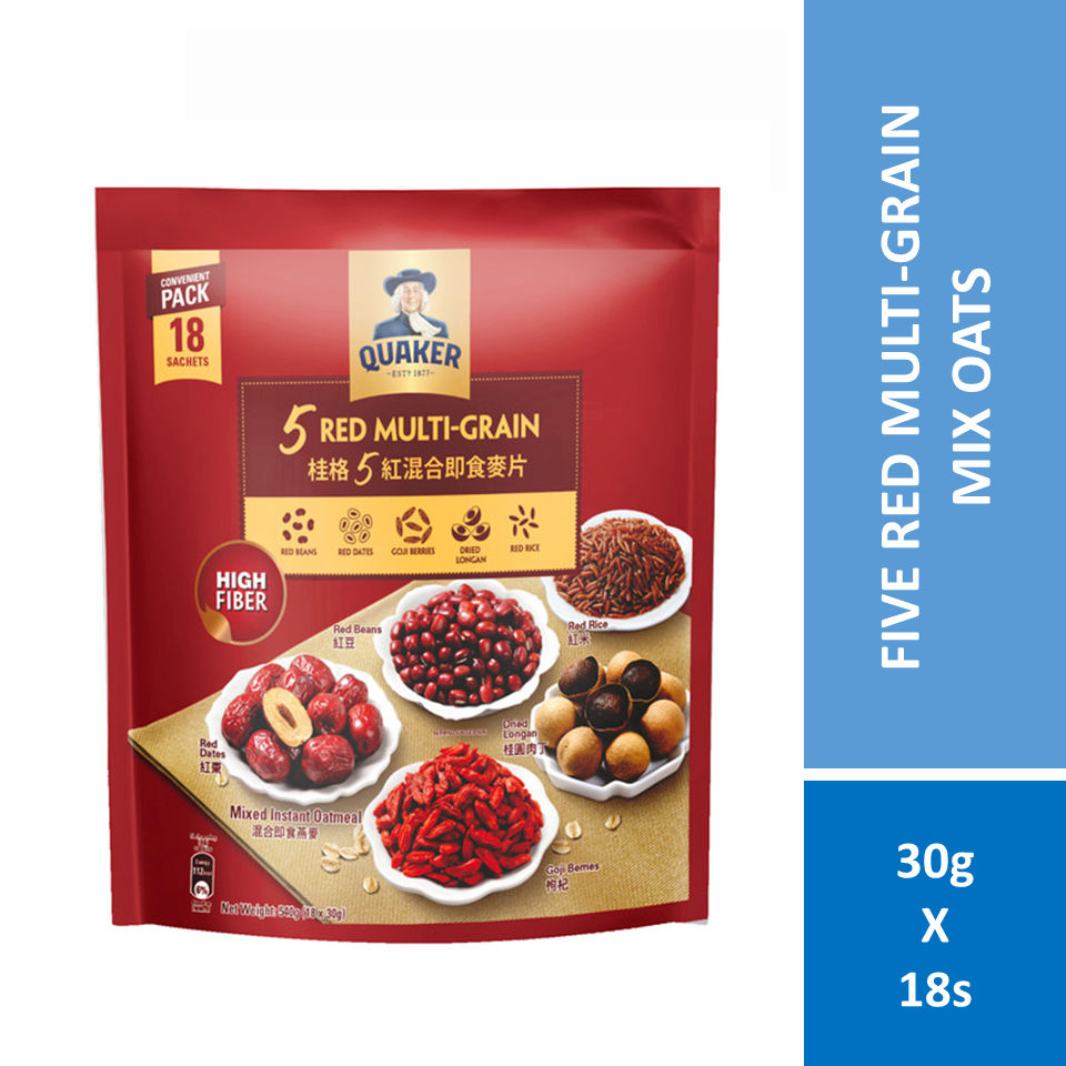 [GWP] QUAKER FIVE RED MULTI-GRAIN MIX OATS 30G*18 | Shopee Malaysia