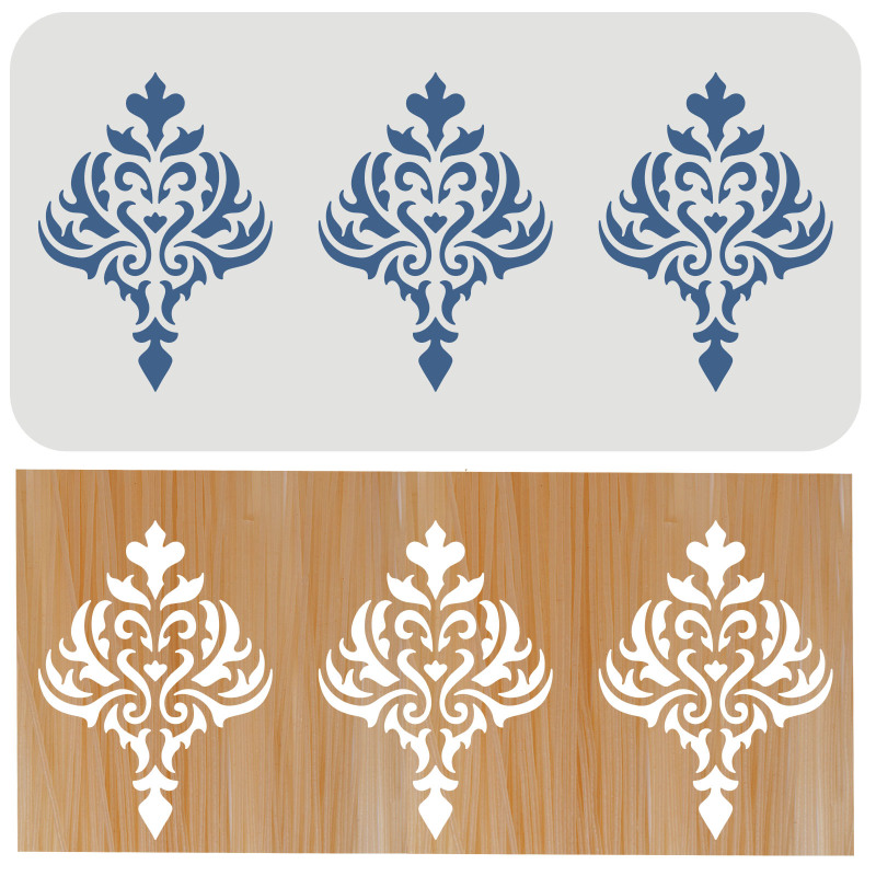 1pc Damask Stencil 30x15cm Classic Wall Borders Damask Stencil ...