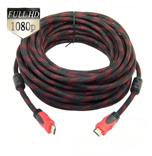 5M 10M High Speed HDTV Cable HD Black and Red Braided Compatible ...