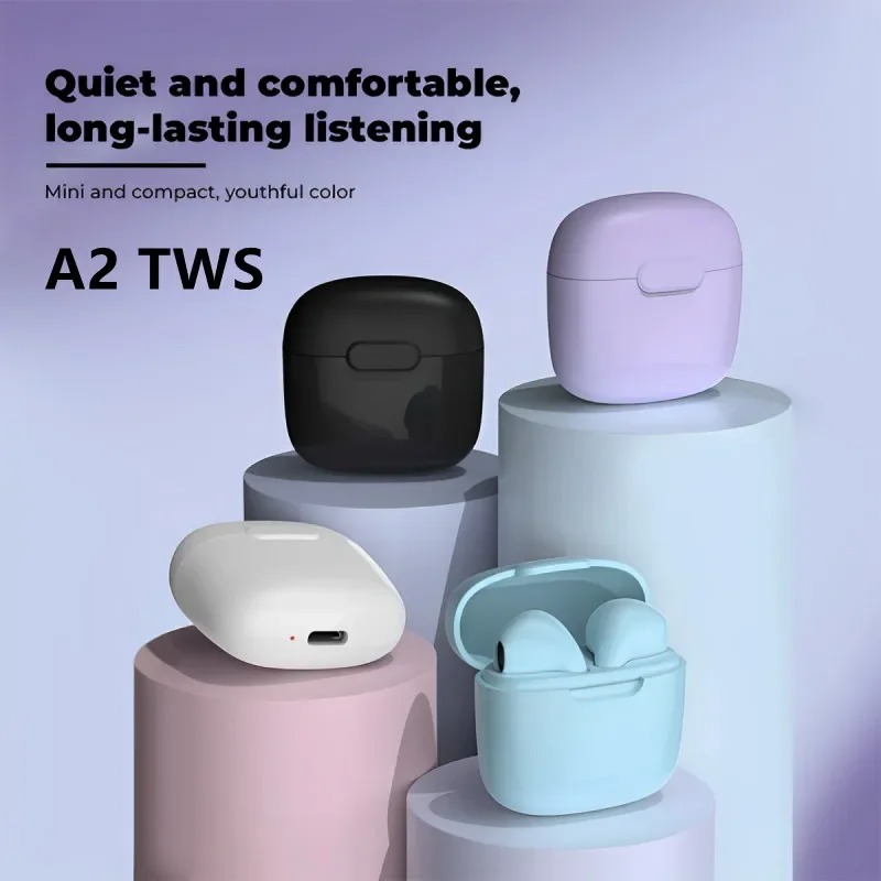 A2Pro TWS True Wireless Bluetooth Macaron Headphones V5.3 Ultra-long Battery Life and Stereo Low ...