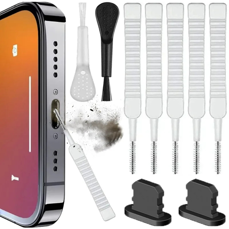 14 Pcs/Set Universal Mobile Phone Charging Port Dust Plug With Cleaning ...